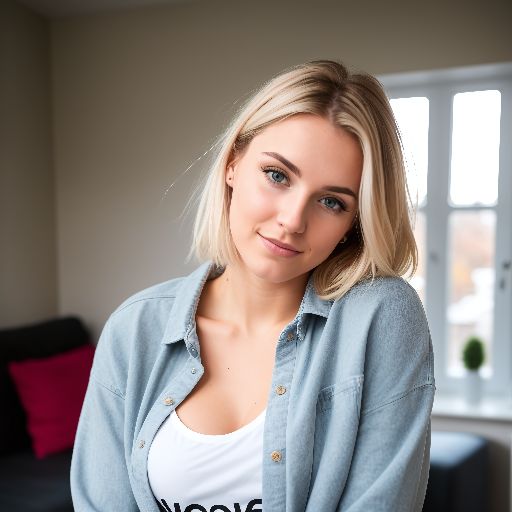 Free image: Portrait of a young blonde woman in casual clothing at home ...